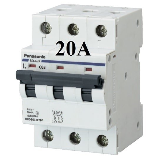 Mcb 3p 20a tép panasonic - công ty phân phối hàng panasonic chính hãng